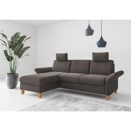 Home Affaire Ecksofa &raquo;Rochelle, L-Form&laquo; wahlweise mit Armteilverstellung, Bettfunktion und Bettkasten grau 100% Polyester