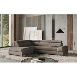 Sit & More sit&more Ecksofa &raquo;Broadway L-Form&laquo; mit verstellbaren Kopfteilen, wahlweise mit Bettfunktion braun 100% Polyester