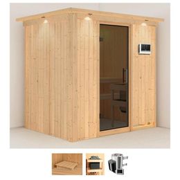Karibu Sauna &raquo;Finja&laquo; Set, Ofen 3,6 kW externe Strg.easy beige