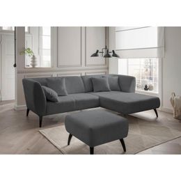 Home Affaire Ecksofa &raquo;Colori Polsterm&ouml;bel mit zeitlos eleganter R&uuml;ckenf&uuml;hrung. L-Form&laquo; Holzfu&szlig;farbe w&auml;hlbar, inkl. 4x Zierkissen grau 100% Polyester