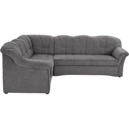 DOMO collection Ecksofa &raquo;Papenburg B/T/H: 242/190/84 cm L-Form&laquo; wahlweise mit Bettfunktion, Langer Schenkel links oder rechts grau Struktur ( 90% 