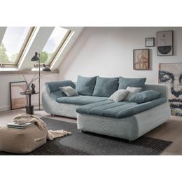 Home Affaire Ecksofa &raquo;Imola, bequem, aktuelle Steppung im Sitz, L-Form, Breite 270cm&laquo; wahlweise mit Bettfunktion blau Microfaser PRIMABELLE (100% 
