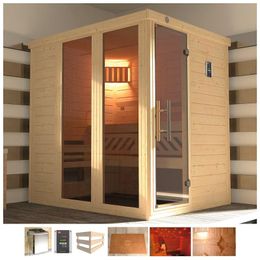 Weka Sauna &raquo;Kemi Panorama&laquo; 7,5 kW Bio-Ofen mit ext. Steuerung beige
