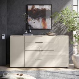 HBZ-MEBLE HBZ Kommode &raquo;Santorin, BxHxT 180x99x40 cm&laquo; 1 Stk. tlg. Breite 180cm, Softclose f&uuml;r T&uuml;ren und Schubk&auml;sten, Melaminbeschichtung beige Holzwerkstoff