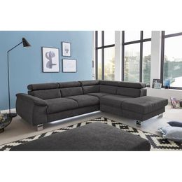 COTTA Ecksofa &raquo;Komaris L-Form, B: 249 cm&laquo; mit Kopfteilverstellung, optional Bettfunktion, Bettkasten & Licht braun Microfaser PRIMABELLE (100% 