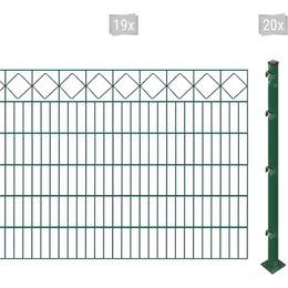 Arvotec Doppelstabmattenzaun &raquo;ESSENTIAL 120 zum Aufschrauben "Karo" mit Zierleiste&laquo; Zaunh&ouml;he 120 cm, Zaunl&auml;nge 2 - 60 m gr&uuml;n Kunststoff, Stahl