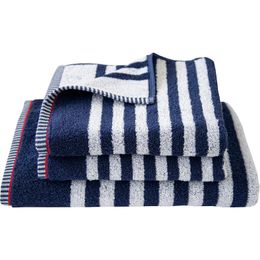 Dyckhoff Handtuch Set &raquo;Maritim, Sea Stripe&laquo; Set 3 Stk. Frottier 2 Handt&uuml;cher (50x100cm), 1 Duschtuch (70x140cm) blau Frottier, Obermaterial: 100% Baumwolle
