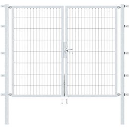 Alberts Zaundoppelt&uuml;r &raquo;Flexo&laquo; 200 cm Breite, in versch. H&ouml;hen silber Stahl