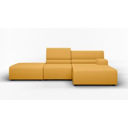 Egoitaliano Ecksofa &raquo;Babouche, Designsofa mit au&szlig;ergew&ouml;hnlichem Sitzkomfort zum Wohlf&uuml;hlen&laquo; gelb Leder &raquo;BULL&laquo; (echtes Rindsleder). Geschliffenes, pigmentiertes 