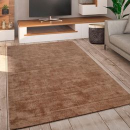 Paco Home Teppich &raquo;Randers 578&laquo; rechteckig 14 mm H&ouml;he Kurzflor, Handweb Teppich, Uni-Farben, handgewebt beige Polyester