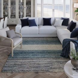 Wecon Home Teppich &raquo;Hamptons TWENTYFOUR&laquo; rechteckig 10 mm H&ouml;he L&auml;ufer, Kurzflor, Wohnzimmer, Schlafzimmer, elegant, robust, Streifen grau Polyester