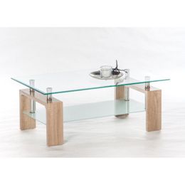 Stolkom Couchtisch &raquo;Mango II Glastisch, Wohnzimmertisch, Tisch Glas BxHxT 100x46x60 cm&laquo; Sicherheitsglas 8mm stark, Edelstahlrohre als Distanzhalter