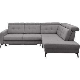 Musterring Ecksofa &raquo;MR 4615&laquo; mit Kopf- und R&uuml;ckenverstellung, Metallfu&szlig; schwarz, Ma&szlig;e 272 x 214 cm grau 100% Polyester