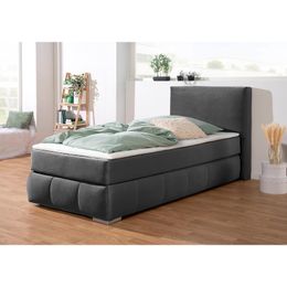 Home Affaire Boxspringbett &raquo;Wehma&laquo; inkl. Topper in 3 verschiedenen Matratzen, auch in Samtstoff grau Struktur fein (100% Polyester)
