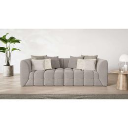 s.Oliver Big-Sofa &raquo;COBBO 3-Sitzer Design-Sofa Bubble-Optik, Ma&szlig;e B/T/H: 259/126/104 cm&laquo; mit vielen Kissen, moderne Steppung und hoher Sitzkomfort grau