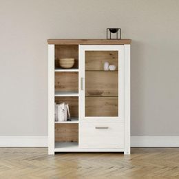 set one by Musterring Highboard &raquo;York&laquo; Typ 13 und 14, mit Glast&uuml;r und Schubkasten, 3 Farbvarianten, B 105 cm wei&szlig; MDF