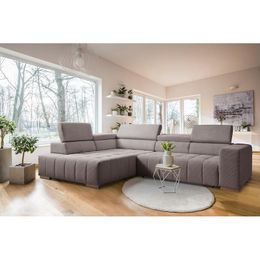 exxpo - sofa fashion Ecksofa &raquo;Elianos, hoher Sitzkomfort, aufwendige Kreuzsteppung im Sitz, L-Form&laquo; Kopfteile & Sitztiefe verstellbar, mit 
