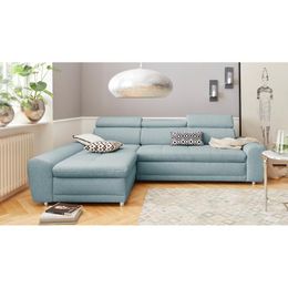 Sit & More sit&more Ecksofa &raquo;Riva L-Form&laquo; inklusive Kopteilverstellung, wahlweise mit Bettfunktion blau Flachgewebe (100% Polyester);Luxus-Microfaser (100% 