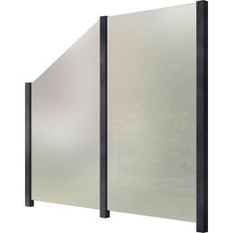 STAKET PRO Zaun Glaszaun, Gesamtl&auml;nge: 2,17 m, 3 Pfosten grau Aluminium, Glas