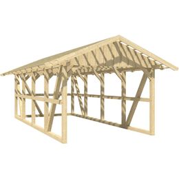Skan Holz Einzelcarport &raquo;Schwarzwald&laquo; Massivholz 300 cm Eiche hell mit Dachlattung braun