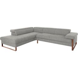 W.Schillig Ecksofa &raquo;finn, Designsofa mit tollem Sitzkomfort, bequem, L-Form&laquo; German Design Award 2016, Fu&szlig;gestell Nussbaum natur, Breite 281 cm grau 