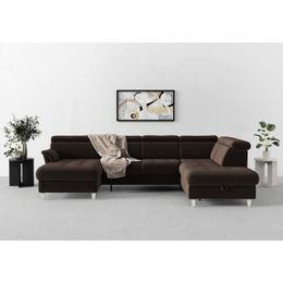 Sit & More sit&more Wohnlandschaft &raquo;Marano U-Form&laquo; inklusive Kopfteilverstellung, wahlweise mit Bettfunktion, Bettkasten braun 98% Polyester, 2% Polyamid
