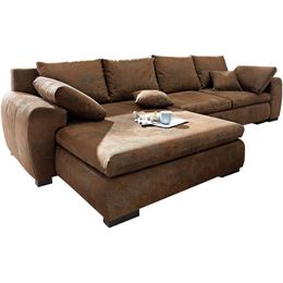 Home Affaire Ecksofa &raquo;Cara Mia L-Form, B: 325 cm - OTTO. Verl&auml;ssliche Qualit&auml;t.&laquo; mit 4 Zierkissen, optional Bettfunktion & Bettkasten braun Luxus-