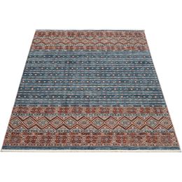 OCI DIE TEPPICHMARKE Teppich &raquo;GRAND FASHION 13&laquo; rechteckig 5 mm H&ouml;he Vintage Optik, feine Fransen, Wohnzimmer blau Polyester