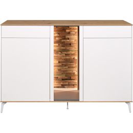 M&auml;usbacher Kommode Faro Sideboard 159 cm, inkl. Beleuchtung, Push to open, Metallf&uuml;&szlig;e wei&szlig;