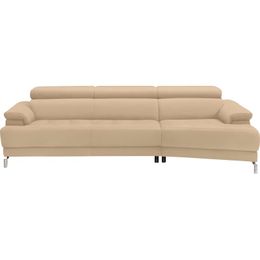 Egoitaliano Ecksofa &raquo;Soul, extravagantes Designsofa, Megasofa, super bequem, tolle Details&laquo; mit Trapez-Abschlu&szlig;element, inkl verstellbarer Kopfteile beige Leder &raquo;