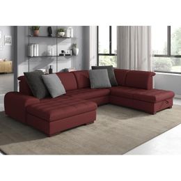 Sit & More sit&more Wohnlandschaft &raquo;Luxor U-Form&laquo; wahlweise mit Bettfunktion, Bettkasten und Kopfteilverstellung rot Luxus-Microfaser ALTARA NUBUCK (100% 