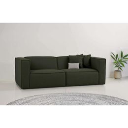 OTTO home 3-Sitzer &raquo;Tammie&laquo; Breite 222 cm, Webstoff fein, bodentief, mit Wellenunterfederung gr&uuml;n 100% Polyester