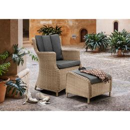 Destiny Gartenlounge-Set &raquo;LUNA CASA&laquo; 4 Stk. tlg. Polyrattan, Sessel mit Fu&szlig;hocker, inkl. Auflagen beige Polyrattan