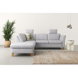 Home Affaire Ecksofa &raquo;Trelleborg L-Form&laquo; Federkern-Polsterung, wahlweise mit Bettfunktion und Stauraum silber 100% Polyester
