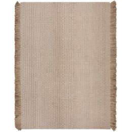 FLAIR RUGS Teppich &raquo;Rene&laquo; rechteckig 4 mm H&ouml;he aus gewebter Wolle beige Kunstfaser, Wolle