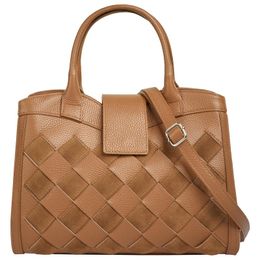 Samantha Look Damen Henkeltasche echt Leder, Made in Italy braun