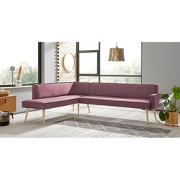 exxpo - sofa fashion Eckbank &raquo;Lungo, moderne Kedernaht, bequem und elegant, hoher Holzfu&szlig;&laquo; hochwertige Detailverarbeitung, frei im Raum stellbar lila 