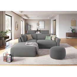 Sit & More sit&more Ecksofa &raquo;Cadabra L-Form&laquo; Breite 243 cm, inklusive Sitztiefenverstellung grau Samtoptik (100% Polyester);Soft clean (98% Polyester, 2% 