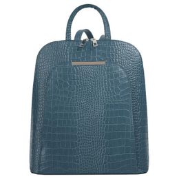 CLUTY Damen Cityrucksack echt Leder, Made in Italy blau B/H/T: 28cm x 29cm x 12cm, onesize