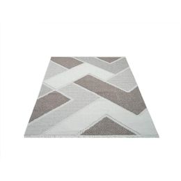 Carpet City Teppich &raquo;LINDO 8877&laquo; rechteckig 11 mm H&ouml;he Kurzflor, Hochtief-Muster/ 3D-Effekt, Fransen, Boho-Stil, Wohnzimmer beige Obermaterial: 100% Polyester