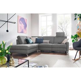 3C Candy Ecksofa &raquo;Mainau modern und elegant, mit gutem Sitzkomfort, L-Form&laquo; wahlweise mit elektrischer Relaxfunktion, Federkern grau Struktur ( 100% 