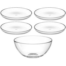 Leonardo Schale &raquo;Schalen-/Teller-Set, 5er Set CUCINA, 4x &Oslash; 18 cm & 1x &Oslash; 21,5 cm&laquo; 5 Stk. aus Glas Sp&uuml;lmaschinengeeignet transparent Glas