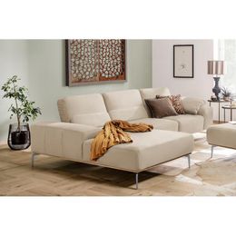W.Schillig Ecksofa &raquo;run, Designsofa mit tollem Sitzkomfort, bequem, L-Form&laquo; mit elegantem Holzsockel, F&uuml;&szlig;e in Chrom gl&auml;nzend, Breite 319 cm beige 