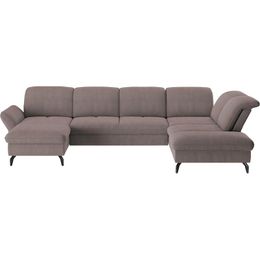 Sit & More sit&more Wohnlandschaft &raquo;Leandro U-Form&laquo; Wahlweise mit Bett-, Kopfteil - und Armlehnfunktion, sowie Bettkasten grau 90% Polyester, 10% Polyamid