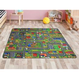 PRIMAflor-Ideen in Textil Kinderteppich &raquo;STREETS, Made in Belgium&laquo; rechteckig 5 mm H&ouml;he Stra&szlig;en-Spiel-Teppich, Stra&szlig;enbreite ca. 9 cm, Kinderzimmer 