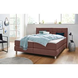 Home Affaire Boxspringbett &raquo;Salo&laquo; incl. Topper, 6 Breiten, 2 H&auml;rtegrade, TFK auch in H&auml;rtegrad 4 braun Struktur (100% Polyester);Bezug der 