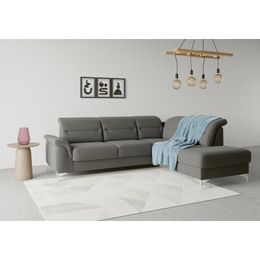 Sit & More sit&more Ecksofa &raquo;Sinatra L-Form&laquo; mit Ottomane, optional mit Kopfteilverstellung und Armteilfunktion grau 90% Polyester, 10% Polyamid