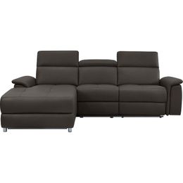 Home Affaire Ecksofa &raquo;Pareli, L-Form, 259cm,m. Recamiere, Echtleder, Kunstleder, Webstoff&laquo; man. o. elektr. Relaxfunktion, USB/Kopfteilverstellg u. LED