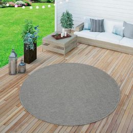 Paco Home Teppich &raquo;Timber 125&laquo; rund 4 mm H&ouml;he Flachgewebe, Sisal Optik, In- und Outdoor geeignet, Wohnzimmer grau Polypropylen (PP)