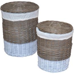 my home W&auml;schekorb &raquo;aus Rattan, H&ouml;he ca. 51 cm + 60 cm&laquo; handgeflochten, mit abnehmbarem Deckel beige Geflecht Rattan